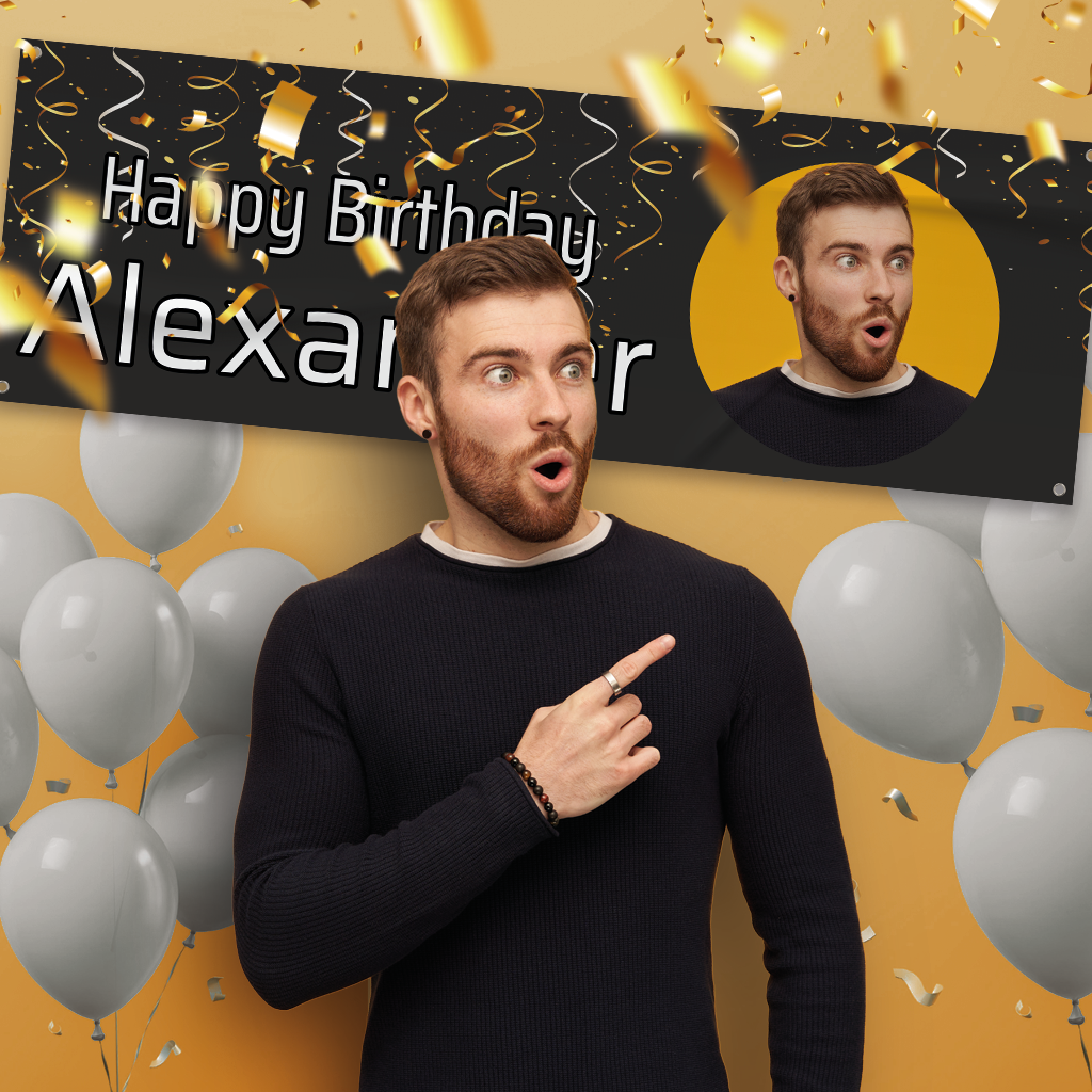 Mens Personalised Birthday Banners - Add Photo & Text