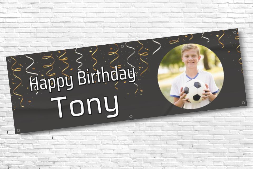 Boys and Mens Personalsied Black Steamer Birthday Banner